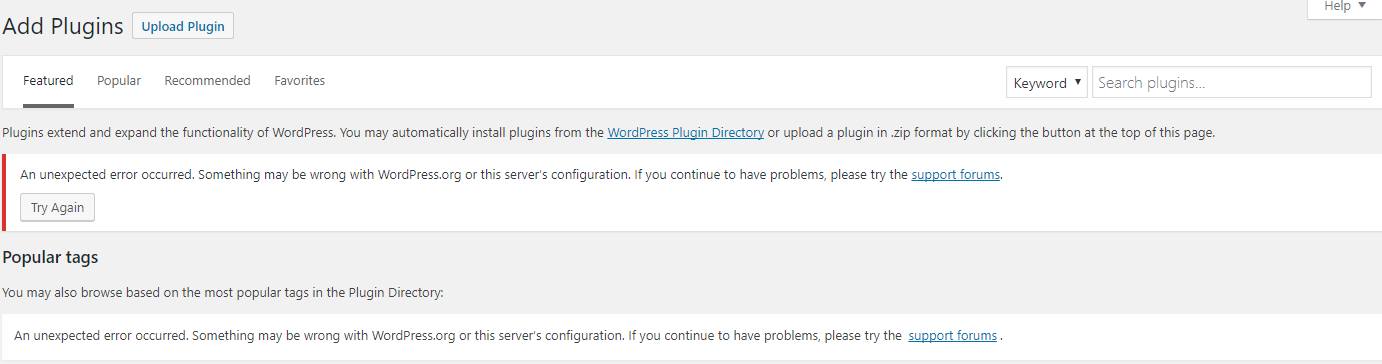 cara mengatasi error wordpress " an unexpected error occured. something may be wrong with ...